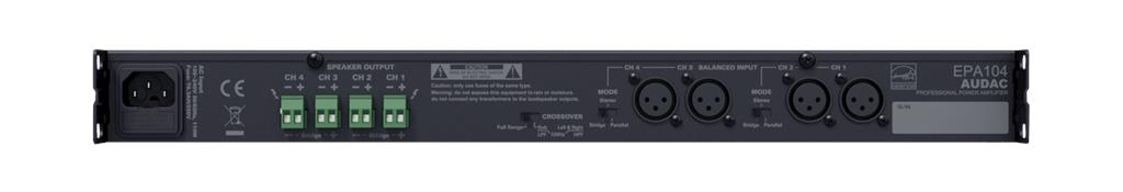 Audac EPA104 Vifteløs forsterker 4x100w ved 4ohm, klasse D - Evenstad Musikk