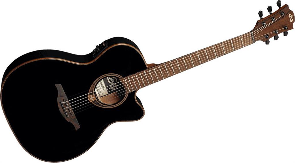 Lag Guitars GLA T118ASCE-BLK Auditorium slim cutaway electro black ...