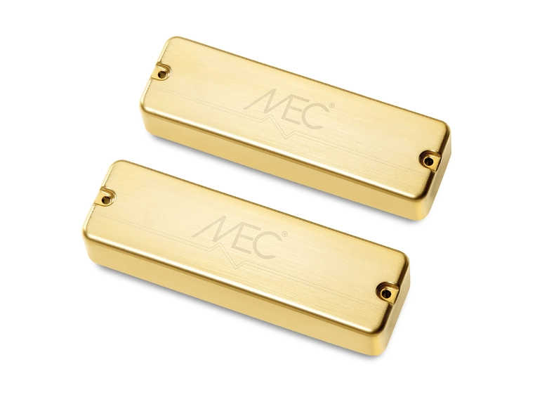 MEC Passive Soapbar Humbucker Bass Pickup Set, Metal Cover, 5-Str BrGold - Evenstad Musikk