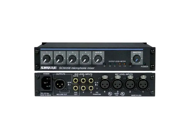 Shure SCM268E mixer 4 mic, trafo balanced - Evenstad Musikk